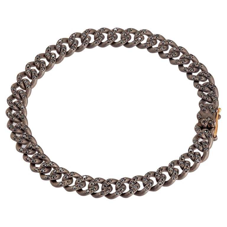 Groumette Line Men's Bracelet in Titanium, Black Diamonds For Sale at ...