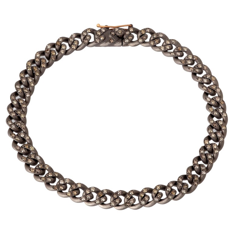 Groumette Line Men's Bracelet in Titanium, Brown Diamonds For Sale at ...