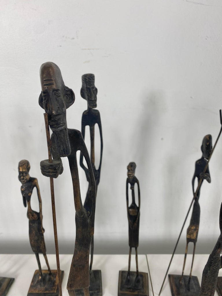 Group of 13 African Bronze 'Brass' Stylized Figures, Figural Sculptures ...