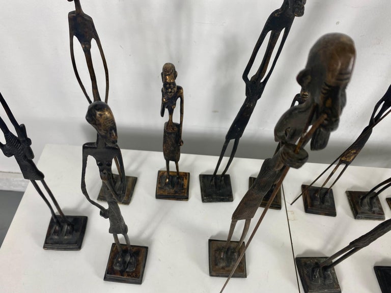 Group of 13 African Bronze 'Brass' Stylized Figures, Figural Sculptures ...