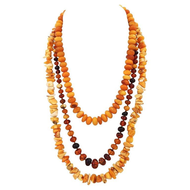 Group of 3 Amber Necklaces For Sale at 1stDibs
