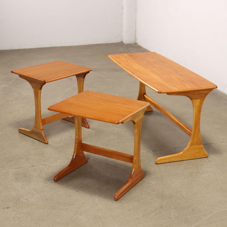 Group of 3 Hideable Coffee Tables Teak Veneer, Italy, 1960s For Sale at ...