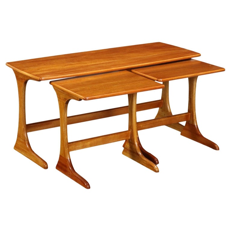 Group of 3 Hideable Coffee Tables Teak Veneer, Italy, 1960s For Sale at ...