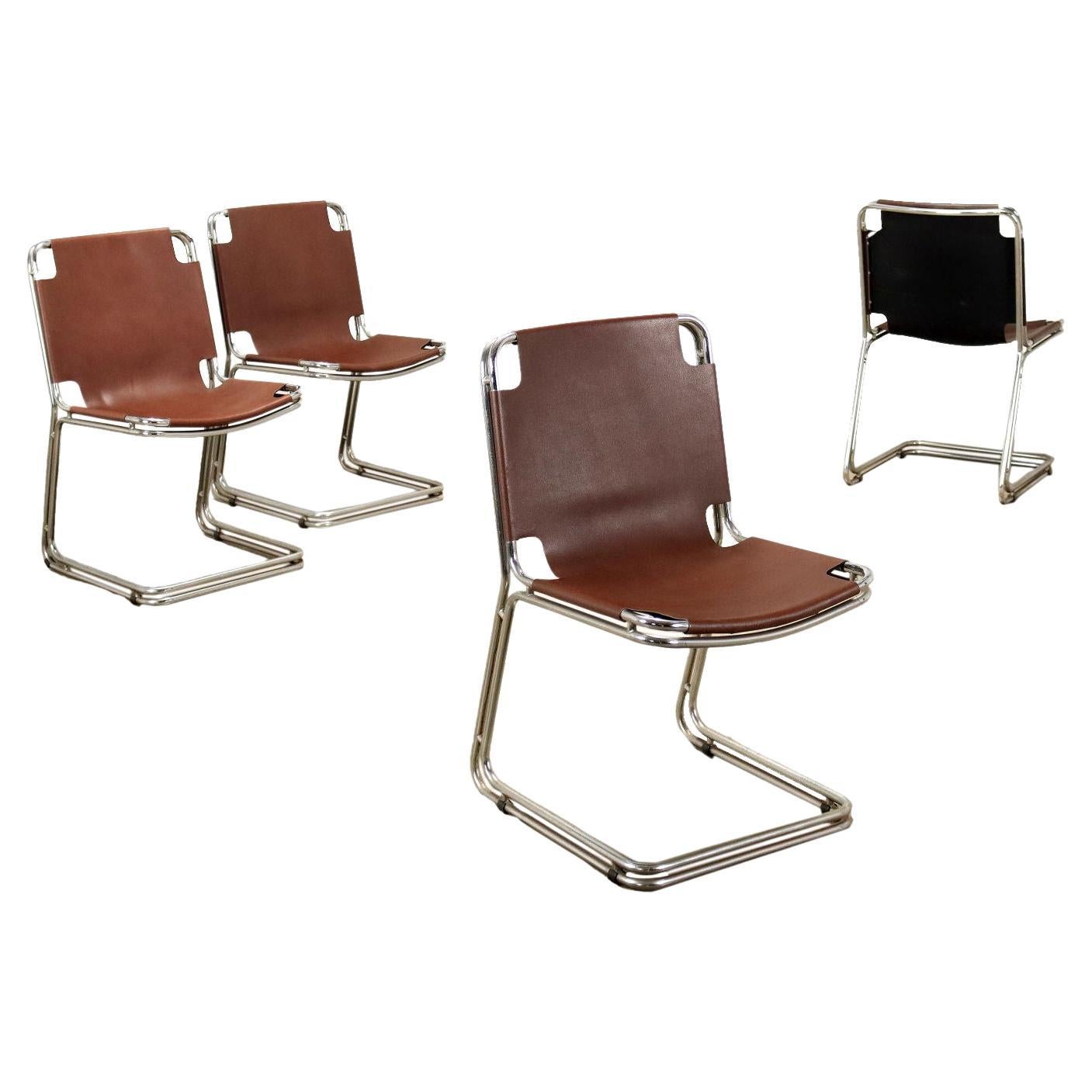 Group of 6 Chairs Cab 412 Chairs Leather Metal, Italy, 1970s-1980s at ...