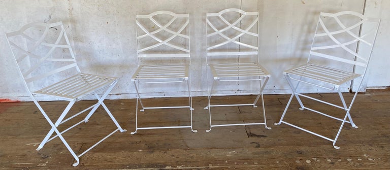 Group of 4 Folding Metal Patio Chairs For Sale at 1stDibs