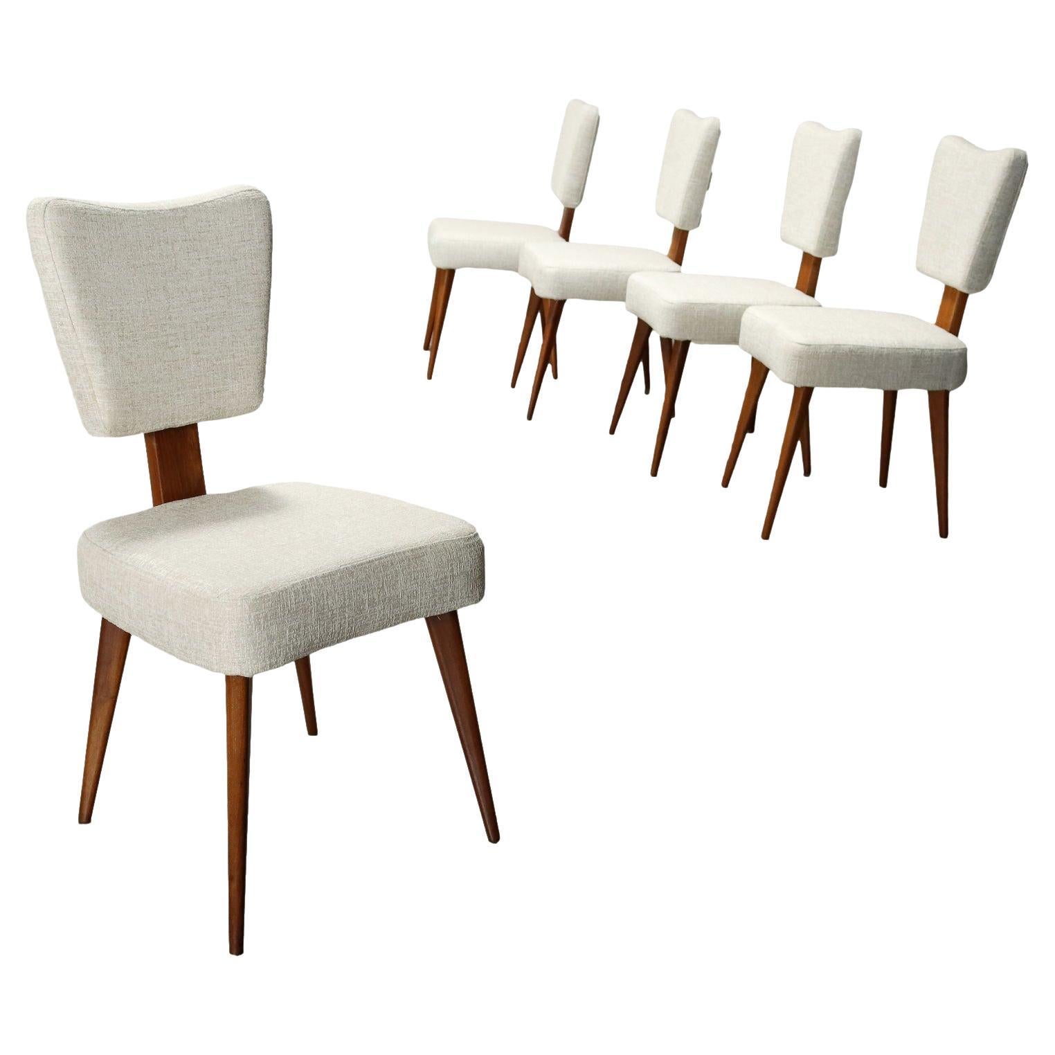 Group of 5 Chairs Fabric, Argentina, 1950s at 1stDibs