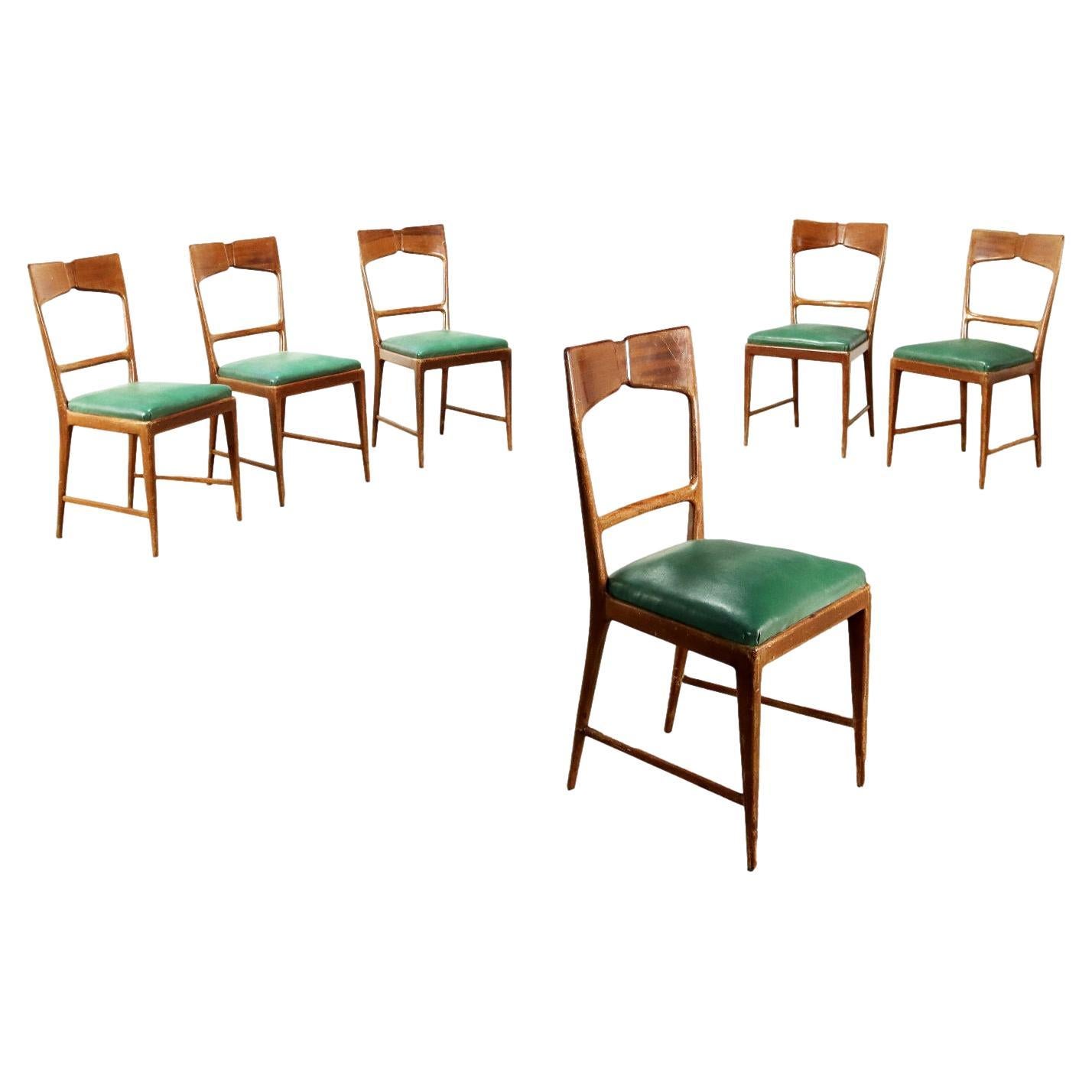 Group of 4 Wooden Chairs Italy 1950s-1960s For Sale at 1stDibs