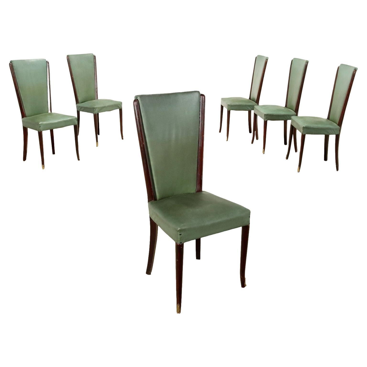 Group of 6 Chairs Beech, Italy, 1950s-1960s at 1stDibs