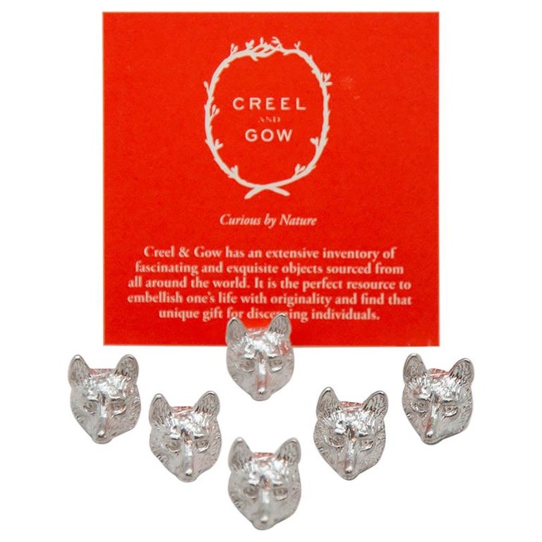 Group of 6 Sterling Fox Head Place Card Holders at 1stDibs