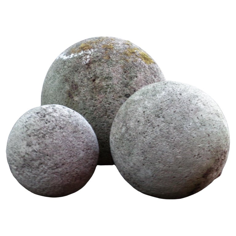 Three Faux Limestone Garden Spheres at 1stDibs
