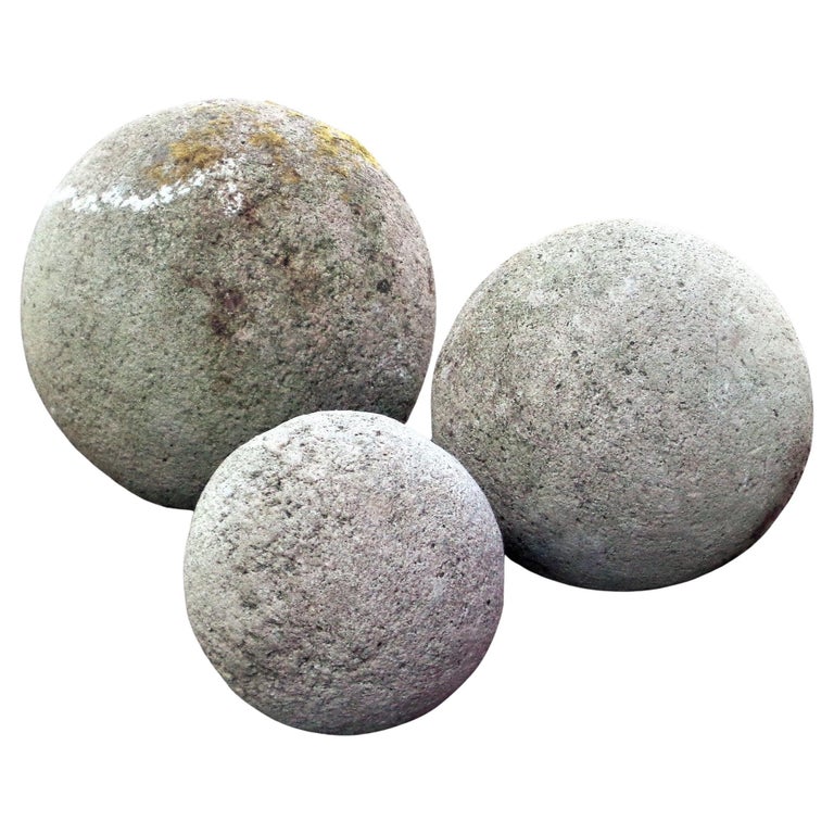 Three Faux Limestone Garden Spheres at 1stDibs
