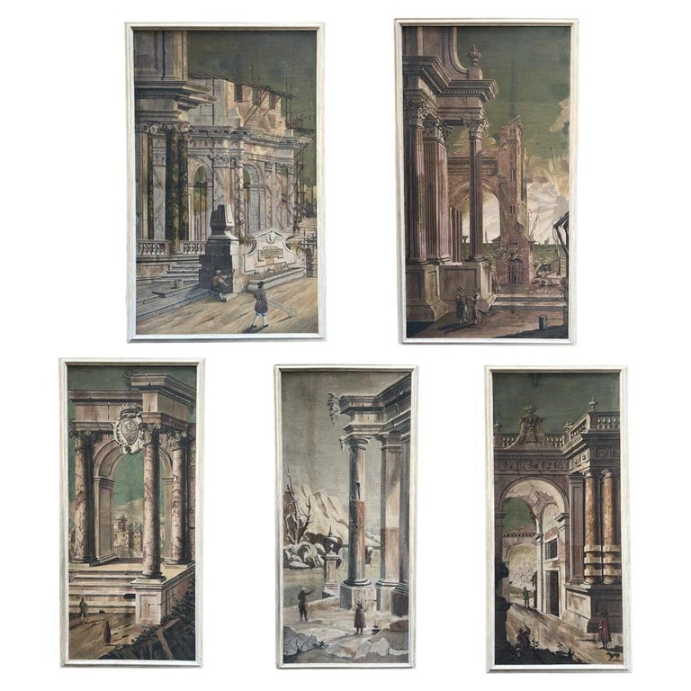Group of five large tempera panels For Sale at 1stDibs