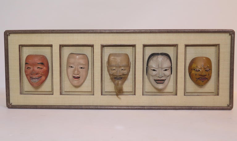 Group of Five Life Size Carved and Painted Japanese Kabuki Theatre ...