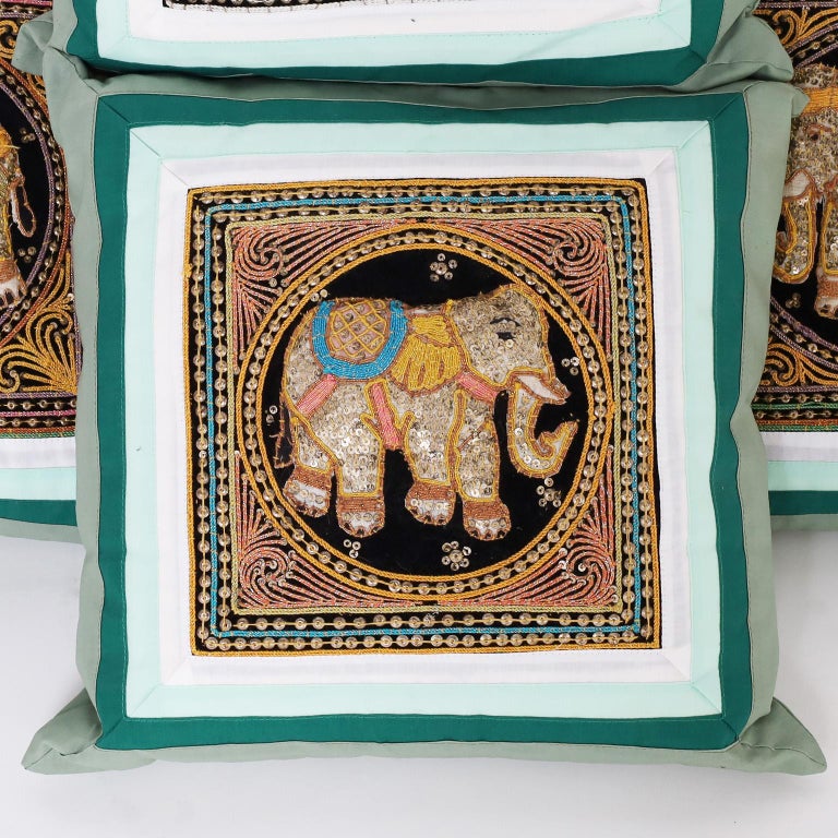 Group of Four Indian Pillows with Glass Beads, Priced Individually For ...