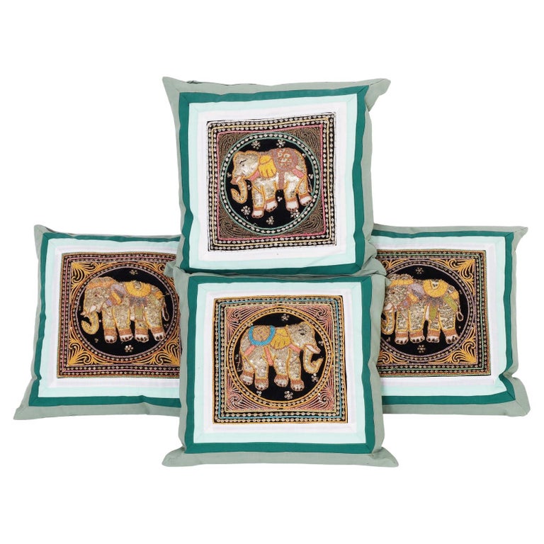 Group of Four Indian Pillows with Glass Beads, Priced Individually For ...