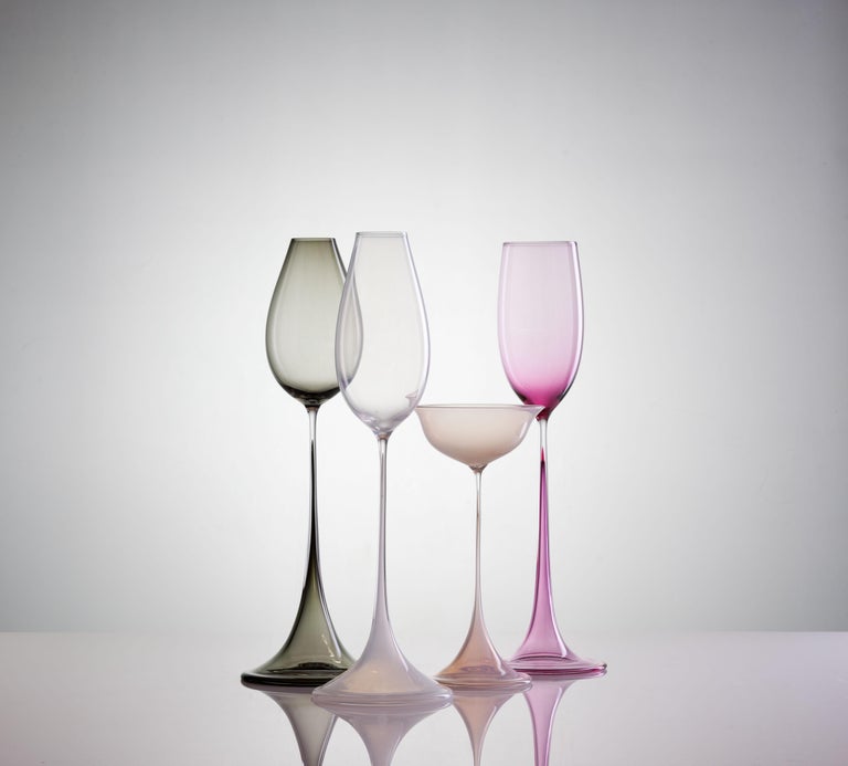 Nils Landberg 'Tulpan' Tulip Vases (3) for Orrefors Sweden, Expo 1957 ...