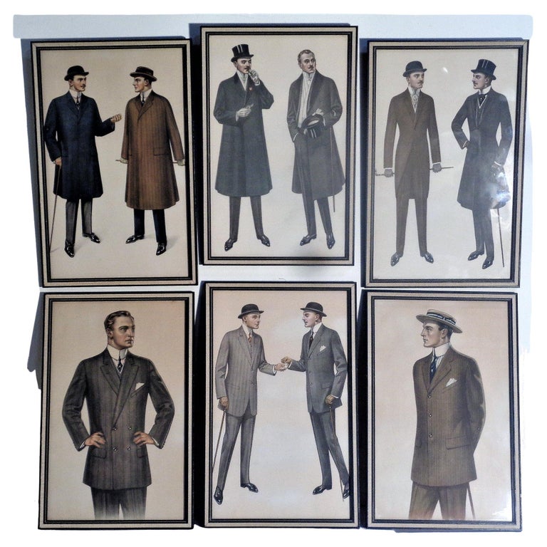 Group of Framed Gentleman''s Fashion Illustration Prints, 1912 For Sale ...