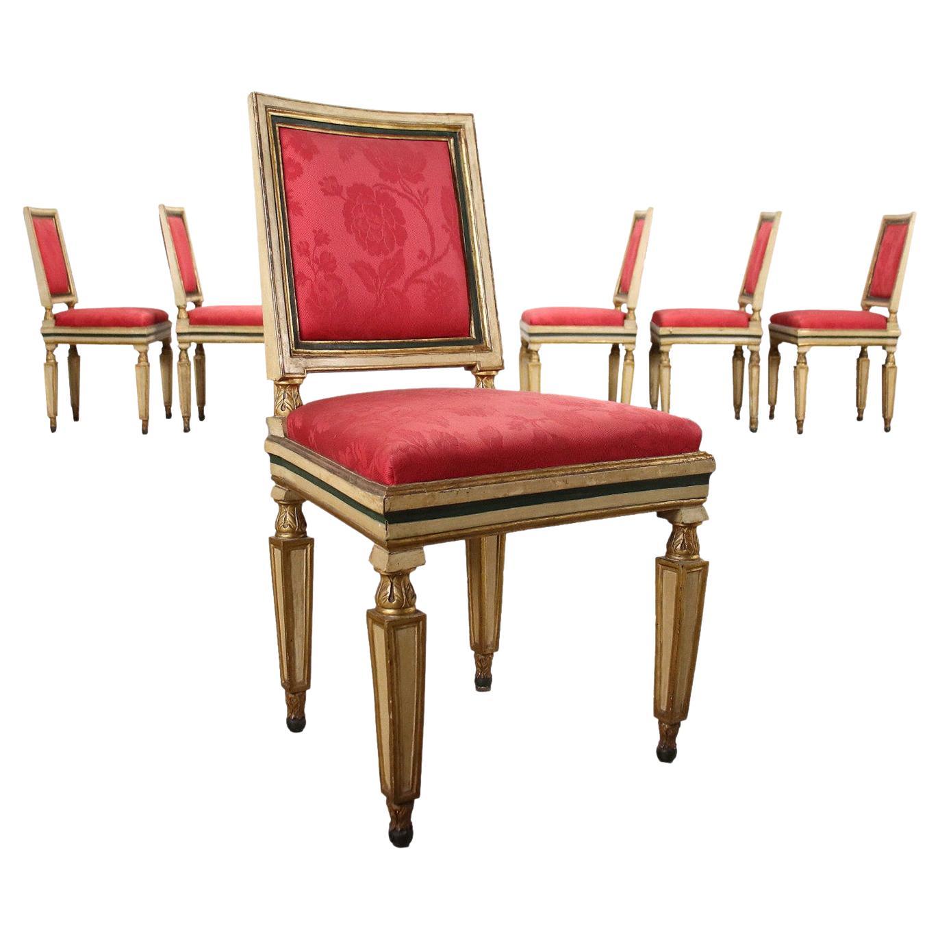 Set of Six Italian Neoclassic Period Side Chairs For Sale at 1stDibs