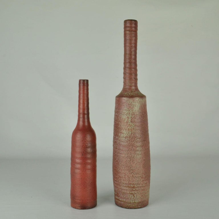 Group of Tall Studio Pottery 1960's Red Earth Tone Vases by Mobach For ...
