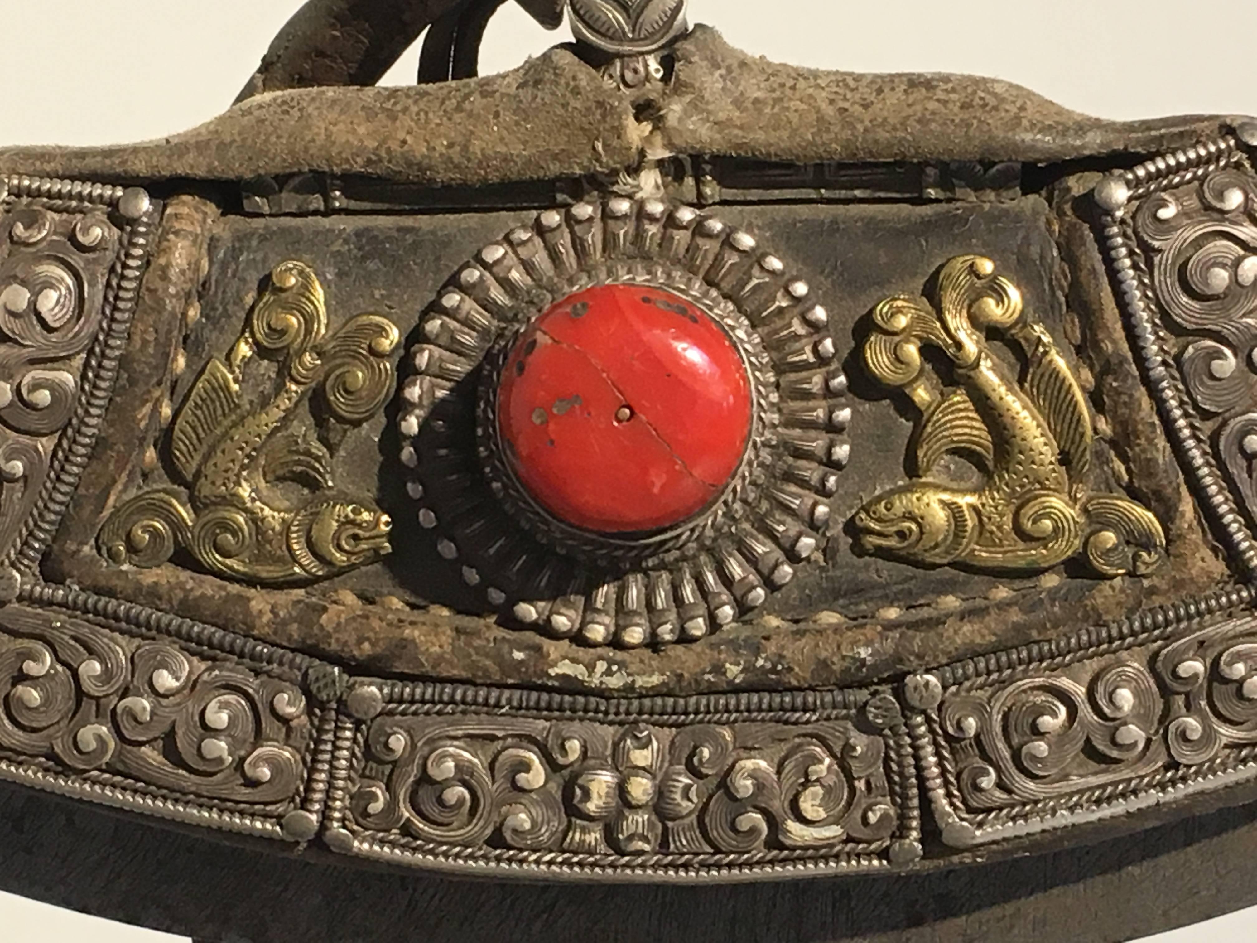 Group of Three 19th Century Tibetan Leather and Metal Flint Striker ...