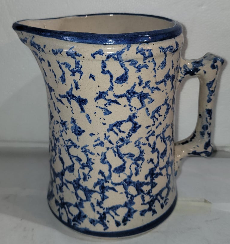 Group of Three 19th C Sponge Ware Pitchers For Sale at 1stDibs