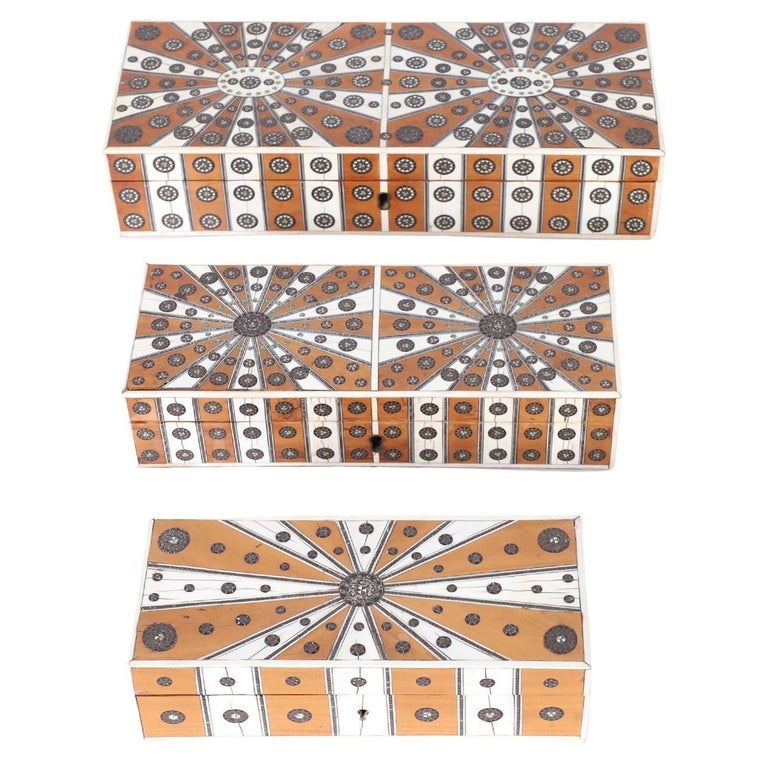 Group of Three Antique Anglo Indian Inlaid Boxes, Priced Individually ...