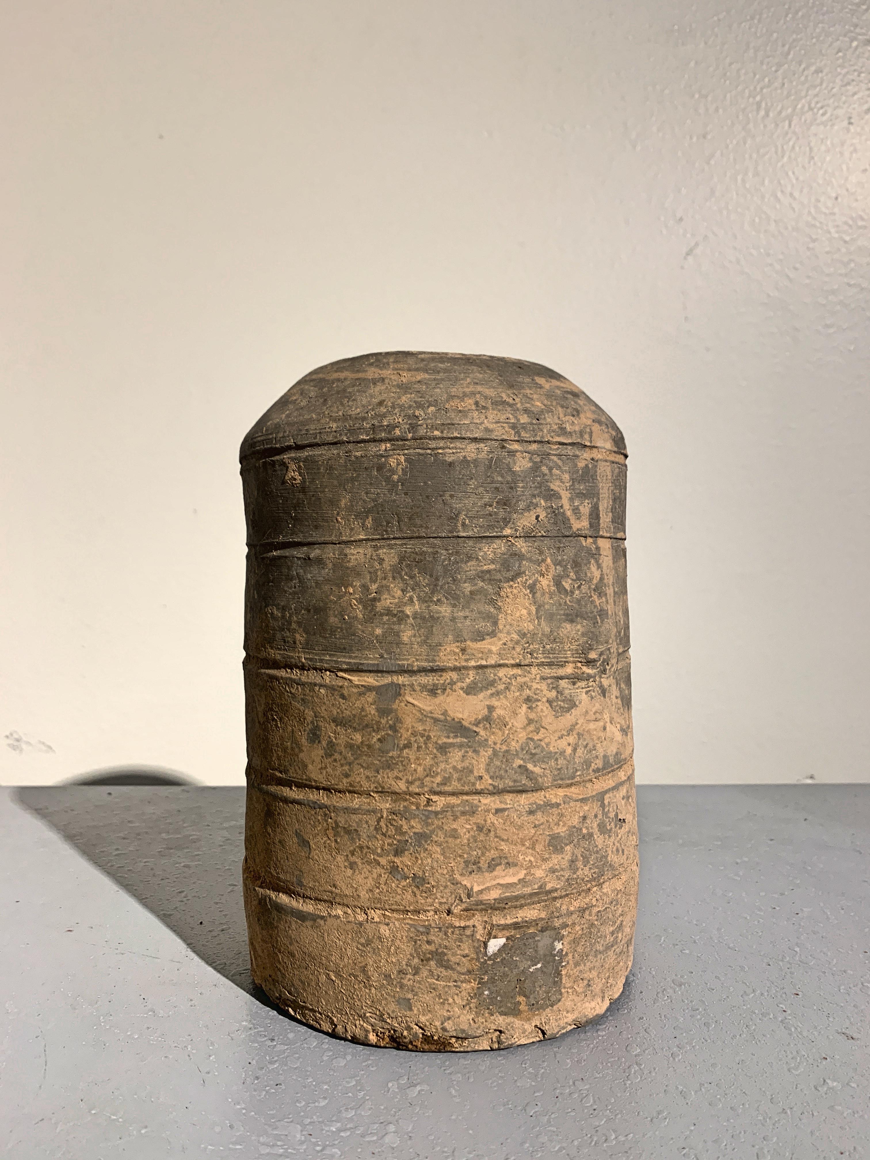 Group of Three Chinese Han Dynasty Style Gray Pottery Granary Models ...