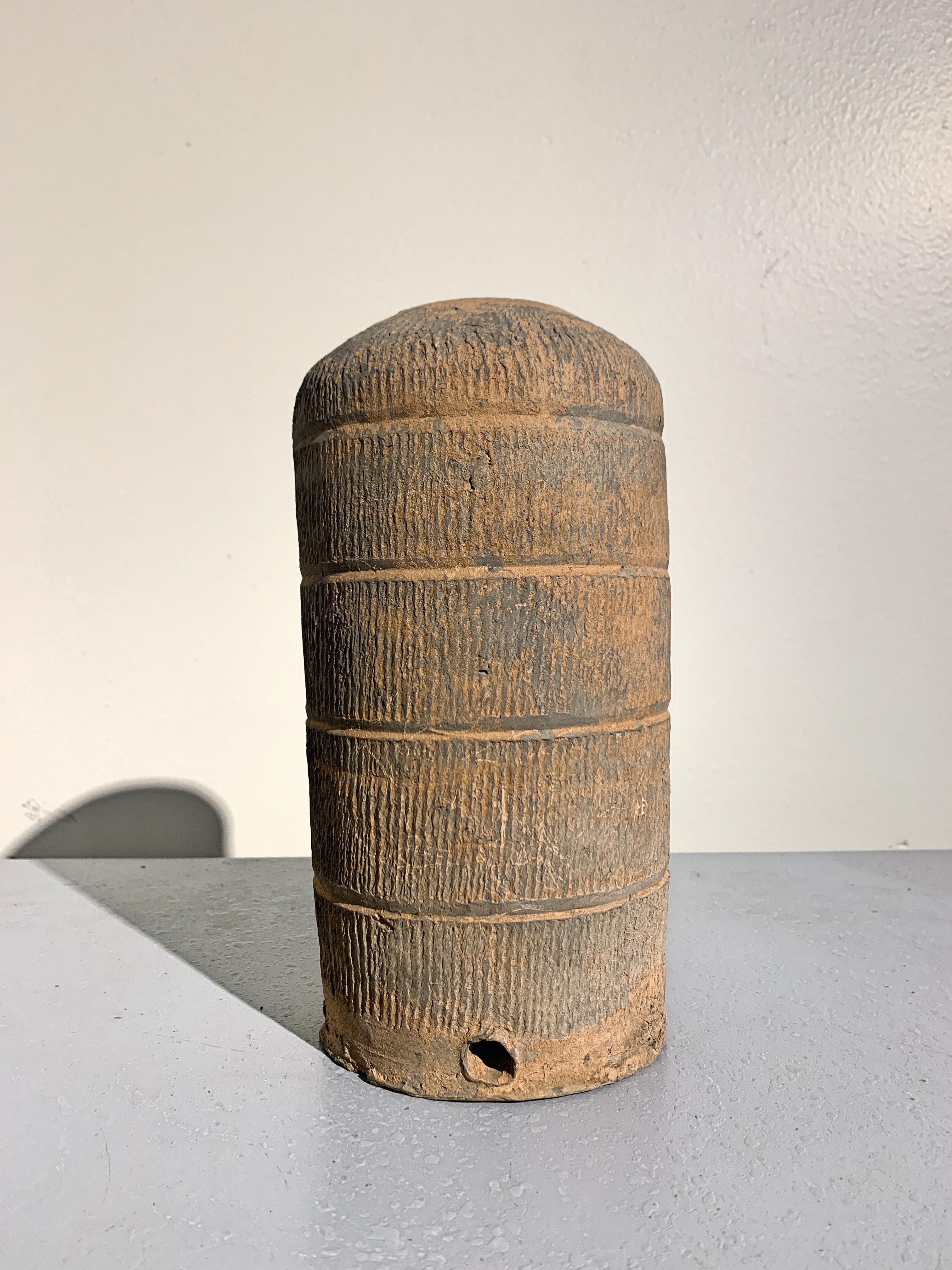 Group of Three Chinese Han Dynasty Style Gray Pottery Granary Models ...