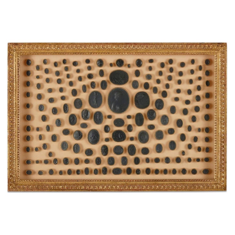 Group of Three Framed Sets of Italian Classical Gilt Intaglio Molds For ...