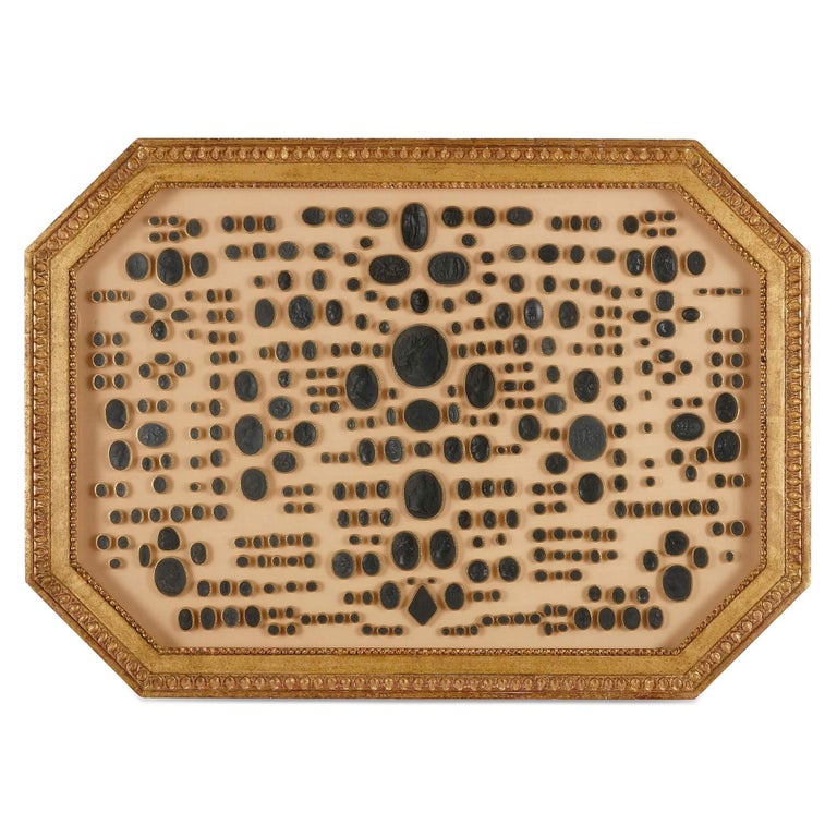 Group of Three Framed Sets of Italian Classical Gilt Intaglio Molds For ...