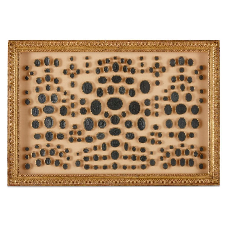 Group of Three Framed Sets of Italian Classical Gilt Intaglio Molds For ...