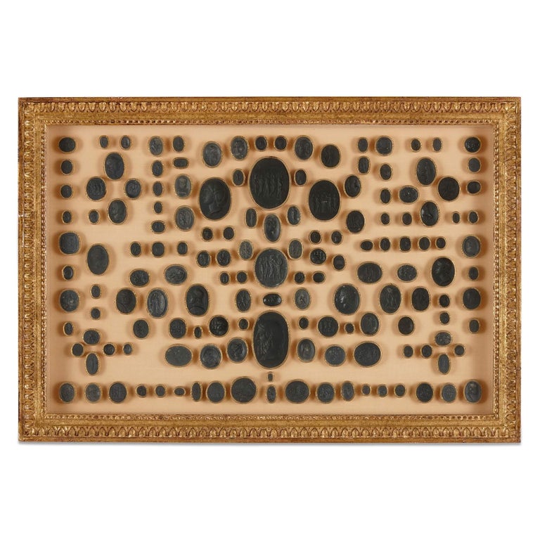 Group of Three Framed Sets of Italian Classical Gilt Intaglio Molds For ...