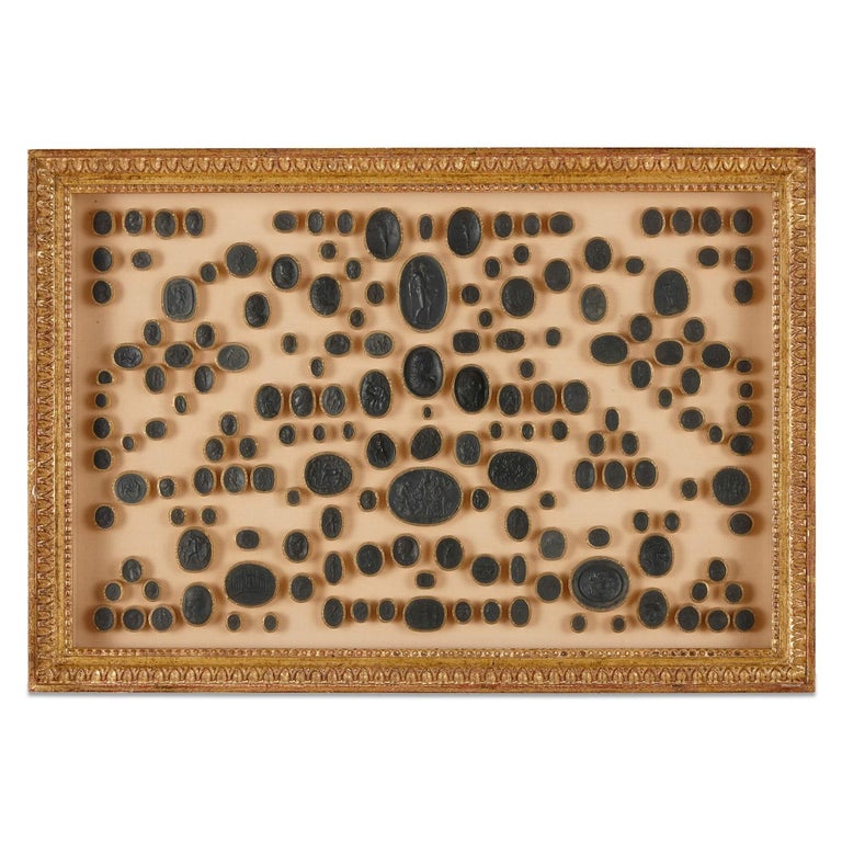 Group of Three Framed Sets of Italian Classical Gilt Intaglio Molds For ...