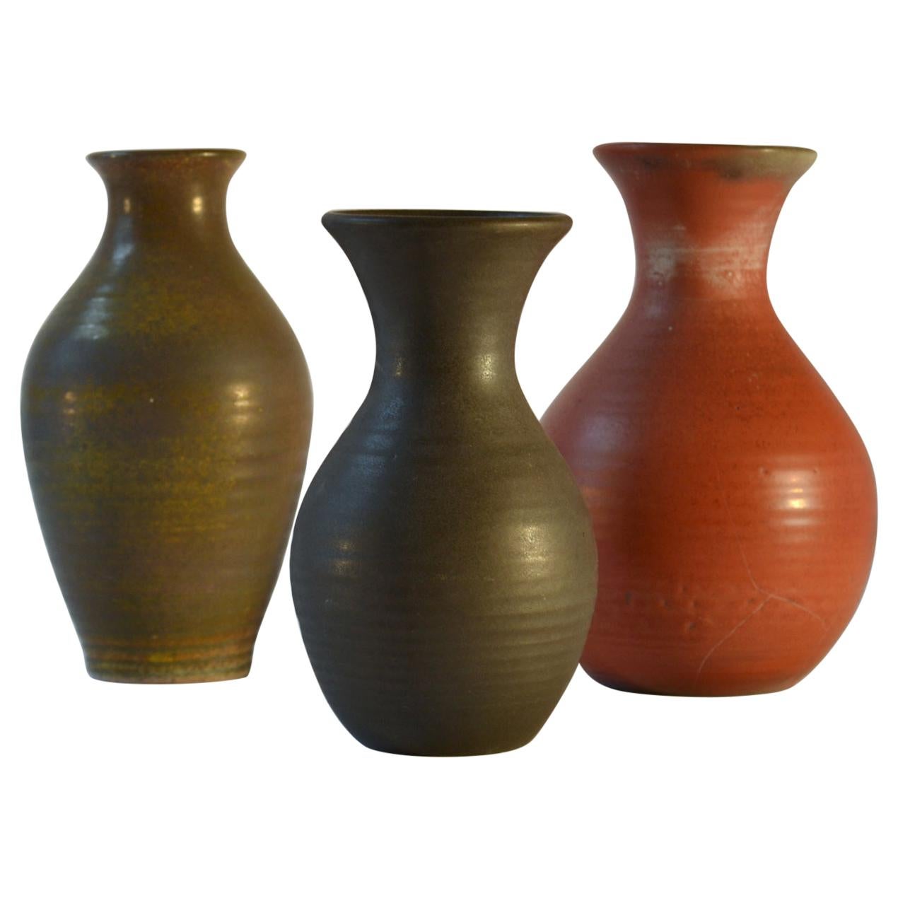 Group of Mid Century Ceramic Studio Vases in Earth Tones For Sale at ...