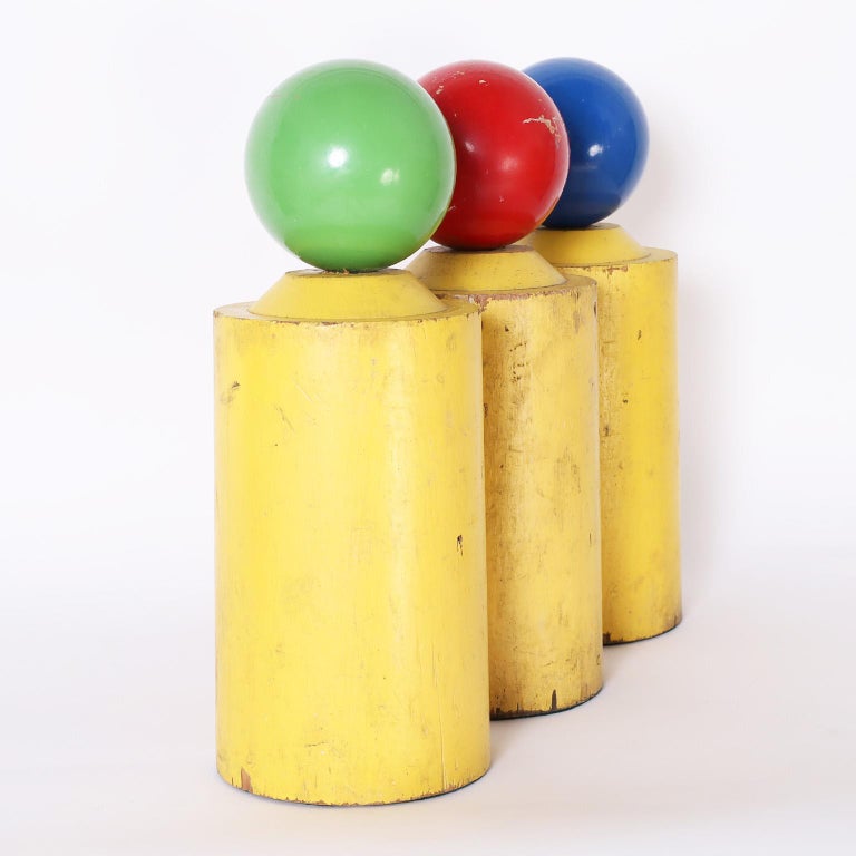 Group of Three Vintage Decorative Ball Top Pegs For Sale at 1stDibs