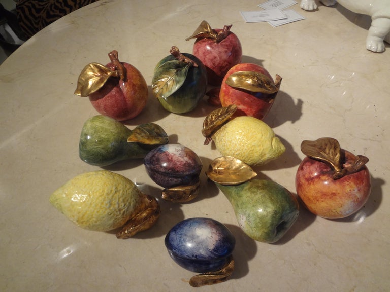 Group of Vintage Italian Glazed Ceramic Fruit at 1stDibs
