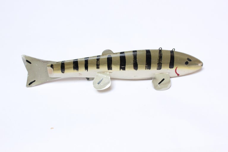 Grouping of Five Hand-Painted and Carved American Folk Art Fish Decoys ...