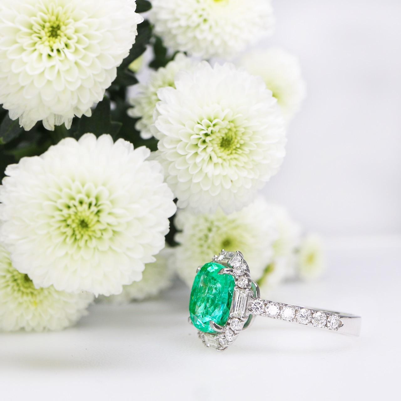 GRS 18k 4.28ct Colombia Emerald Antique Art Deco Style Engagement Ring ...
