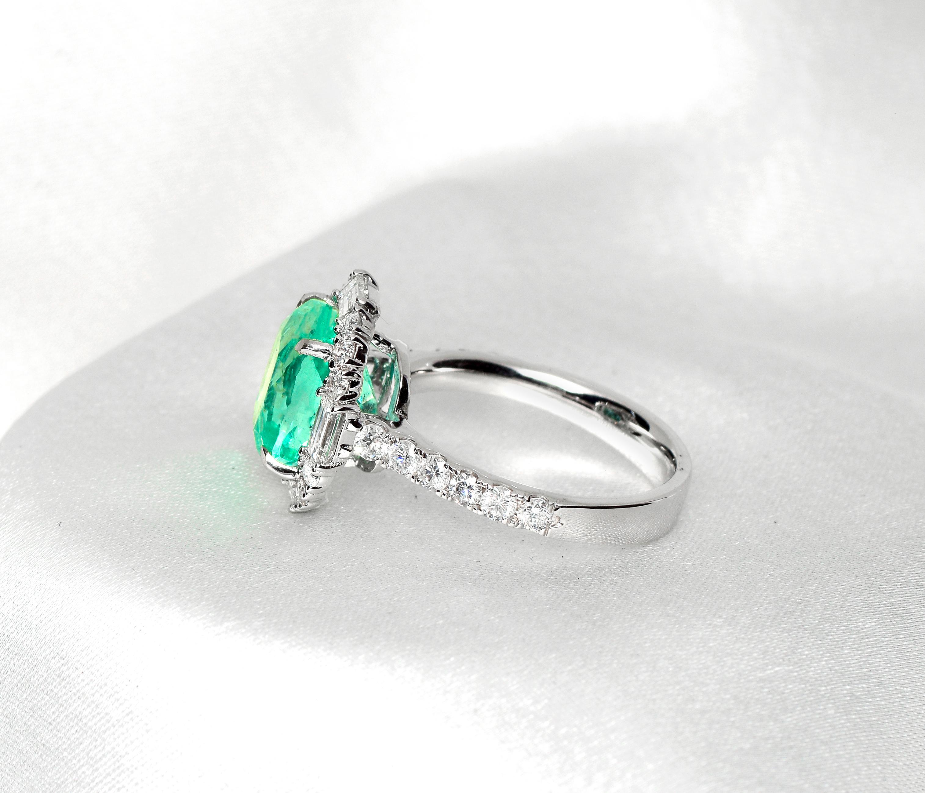 GRS 18k 4.28ct Colombia Emerald Antique Art Deco Style Engagement Ring ...