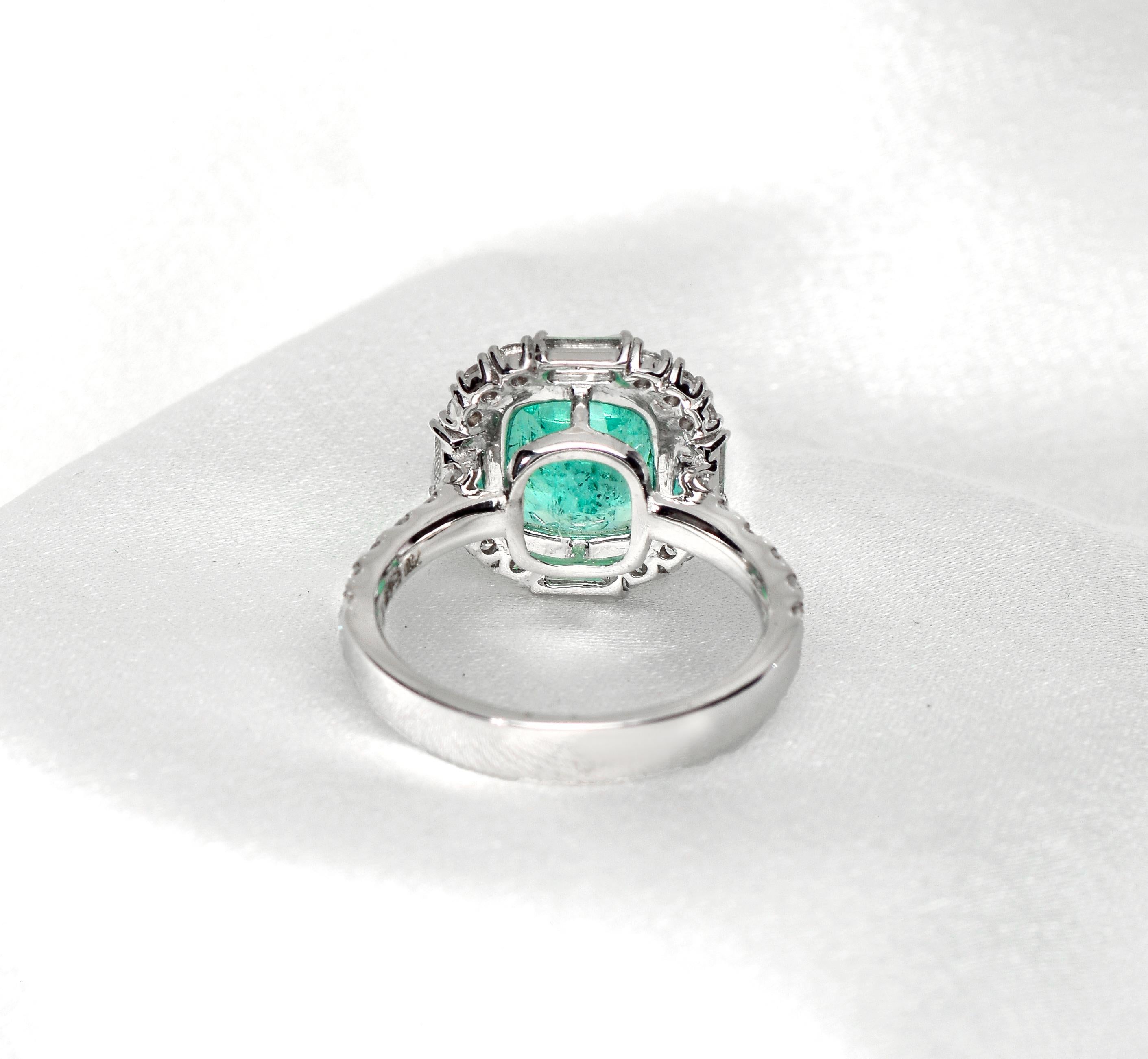 GRS 18k 4.28ct Colombia Emerald Antique Art Deco Style Engagement Ring ...