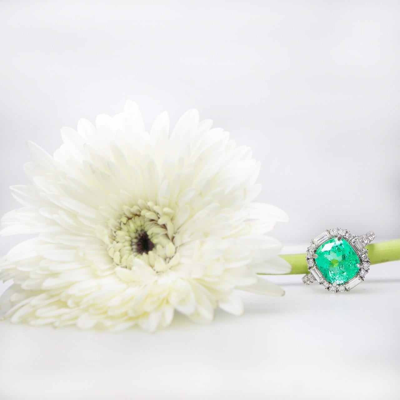 GRS 18k 4.28ct Colombia Emerald Antique Art Deco Style Engagement Ring ...