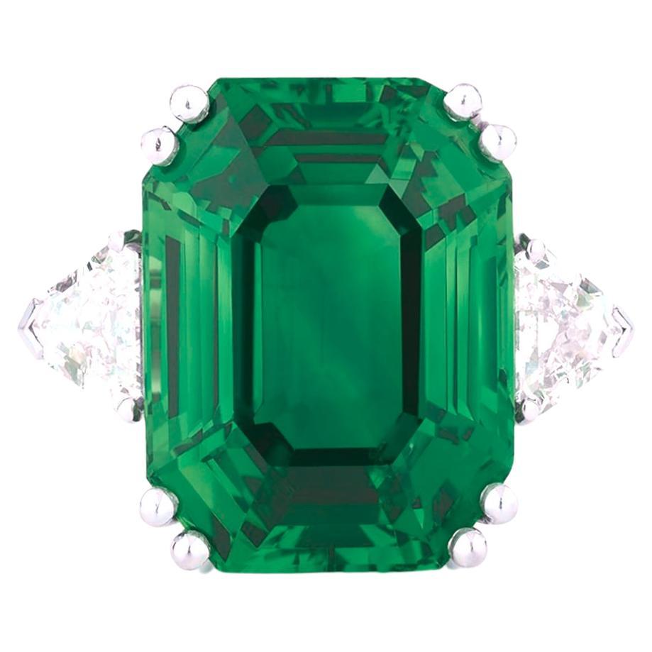 GRS Certified 5.88 Carat VIVID GREEN Emerald Diamond Ring For Sale at ...