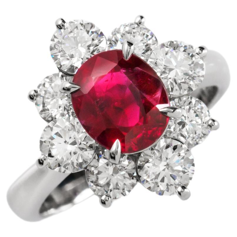 GRS Certified 5.03 Carat Pigeon Blood Ruby Ring with Diamonds For Sale ...