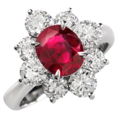 GRS Certified 5.03 Carat Pigeon Blood Ruby Ring with Diamonds For Sale ...