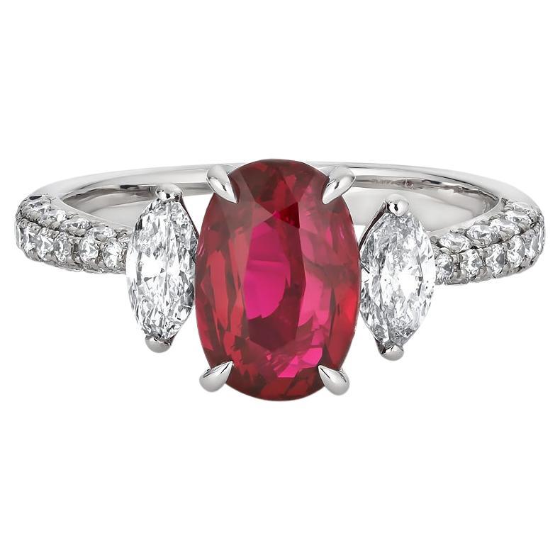 1.53 Carats Unheated Mozambique Pigeon Blood Ruby Ring, AIGS Certified ...