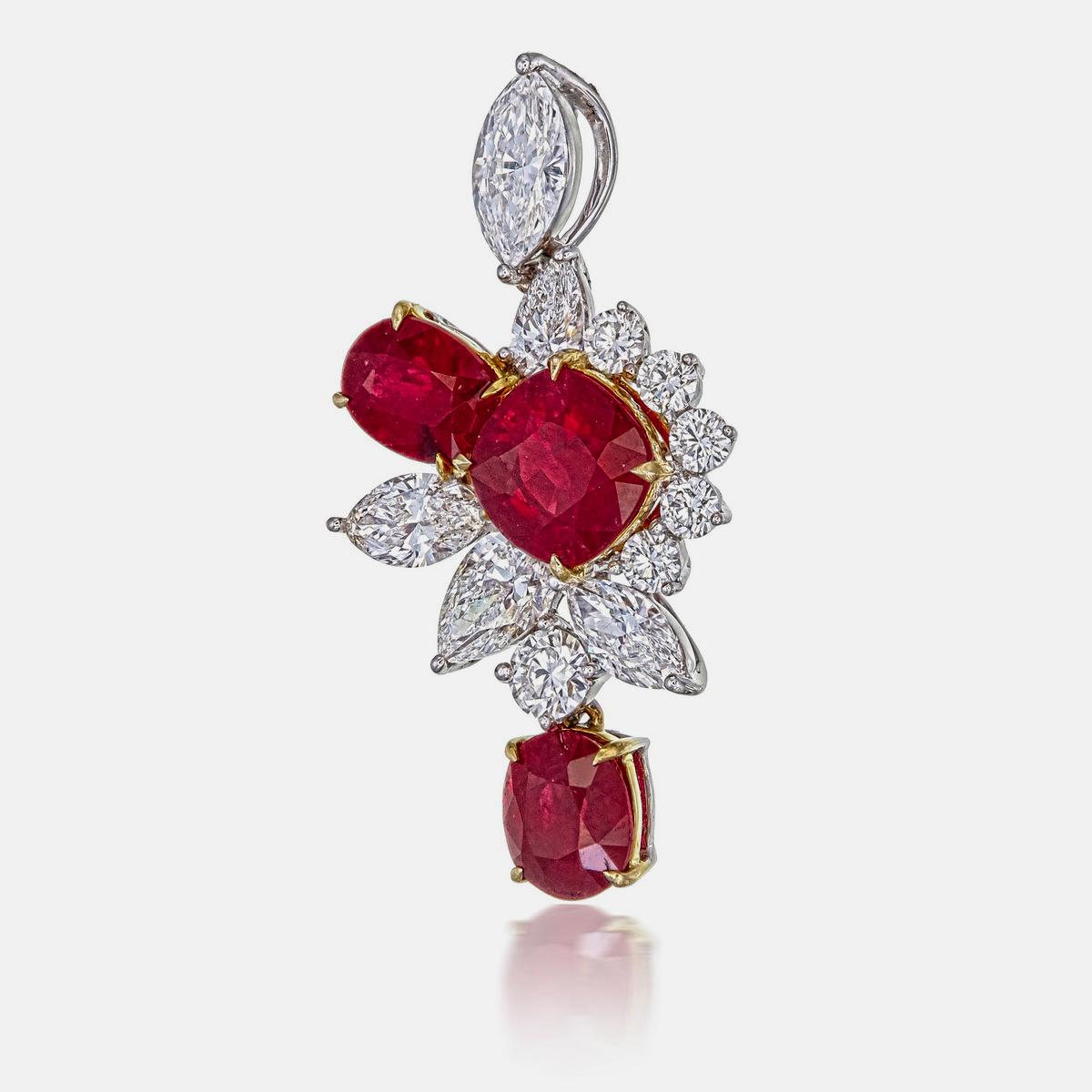 GRS Certified 2.63 Carat Pigeon Blood Ruby and Diamond Pendant For Sale ...