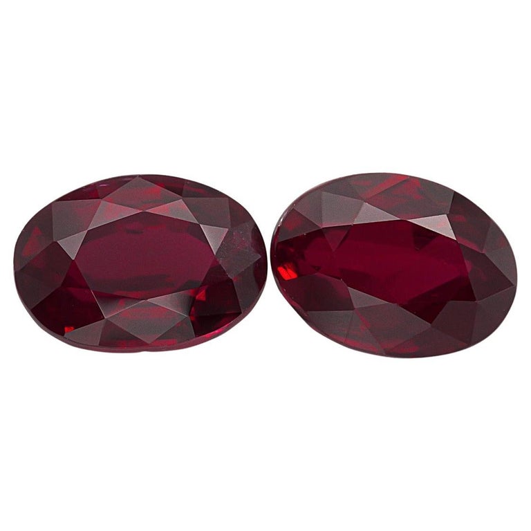 GRS Certified 3.98 Carat Natural Heated Ruby Matching Pair For Sale at ...