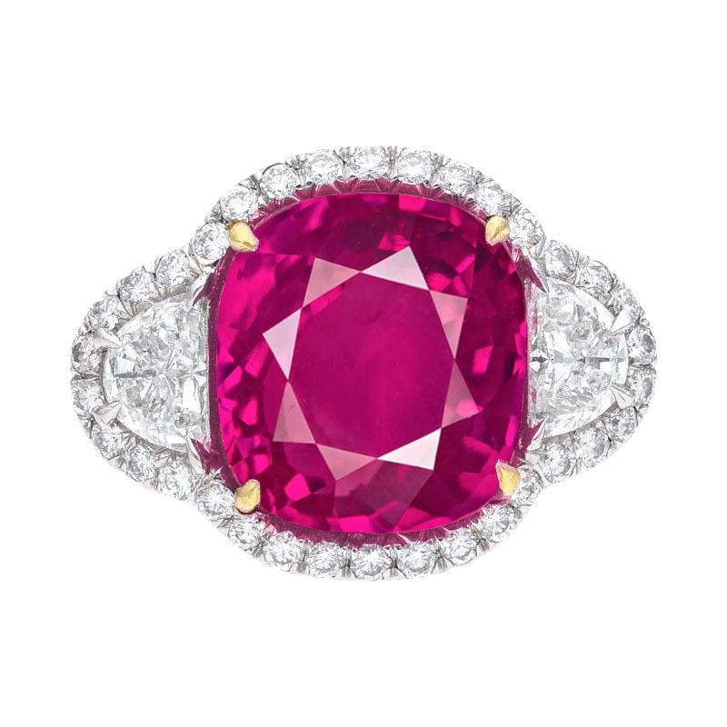 GRS Certified 4 Carat Cushion Burma No Heat Ruby Loop Clean Ring For Sale at 1stDibs | 4 carat ruby