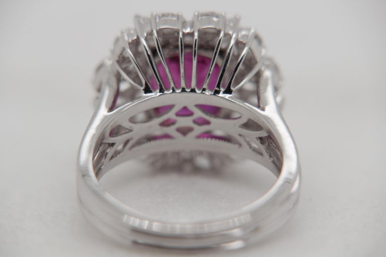 GRS Certified 4.61 Carat Thai Ruby No Heat and Diamond Ring in 18 Karat ...