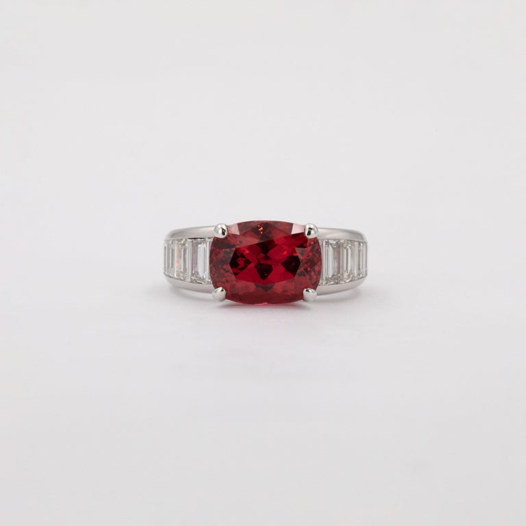 GRS Certified 5.30 Carat Neon Reddish-Orange Spinel Ring For Sale at ...